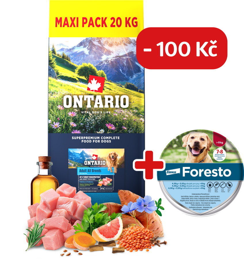 Granule pro psy Ontario Senior All Breeds Monoprotein Turkey & Sweet ...
