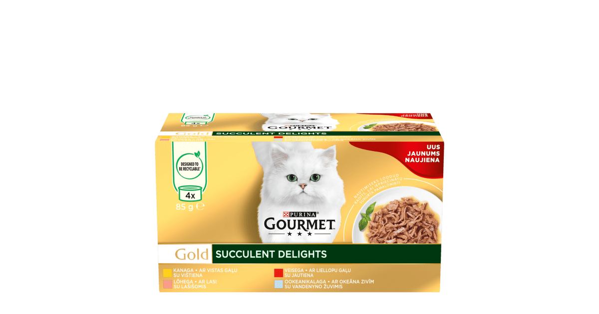 Konservi kaķiem GOURMET Gold Succulent Delights, 4 x 85 g | Dino Zoo