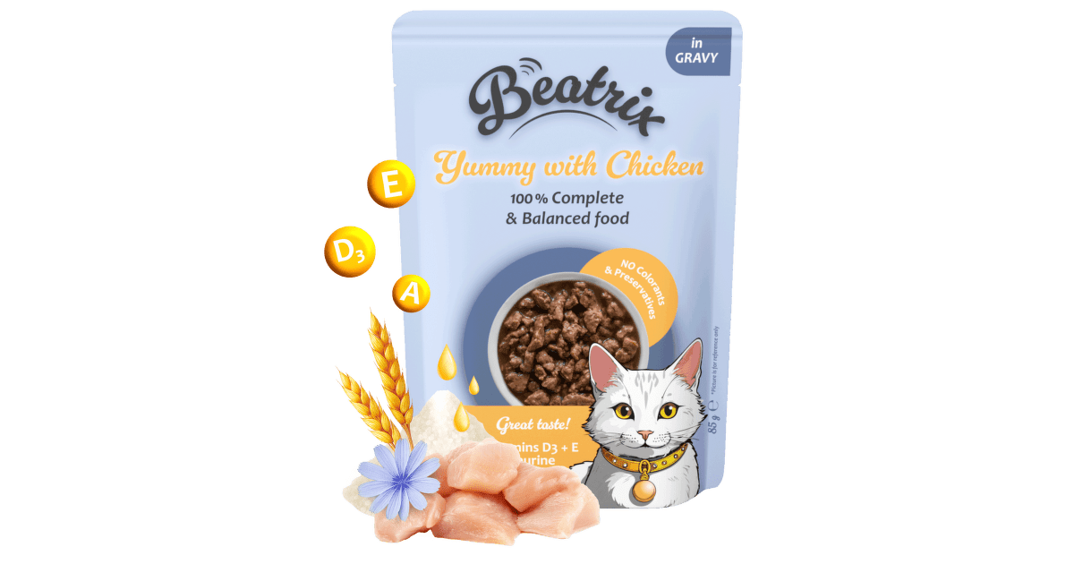 Konservi Beatrix Adult Cat, Chicken in Pouch, 85 g | Dino Zoo