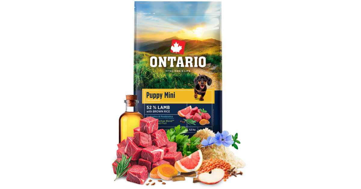 Granule pre psov Ontario Puppy Mini Lamb & Brown Rice 6,5kg | Super zoo