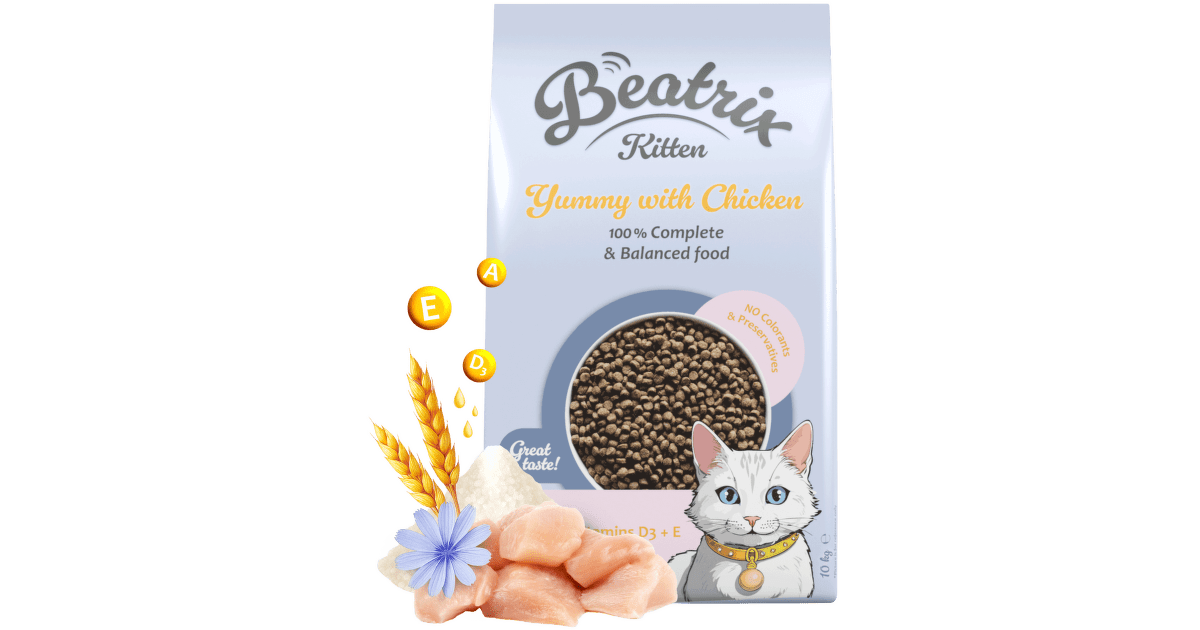 Granule pre mačky Krmivo Beatrix Kitten s kuracím 10kg | Super zoo