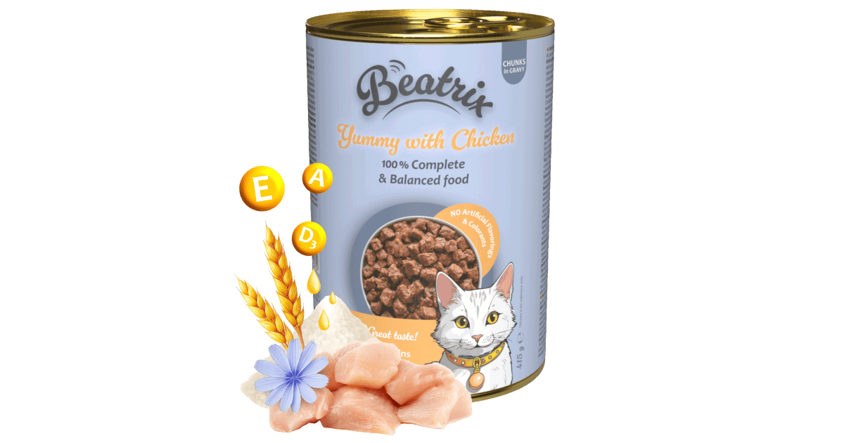 Konzervy a kapsičky pro kočky Konzerva Beatrix Adult Cat s kuřecím 415g ...