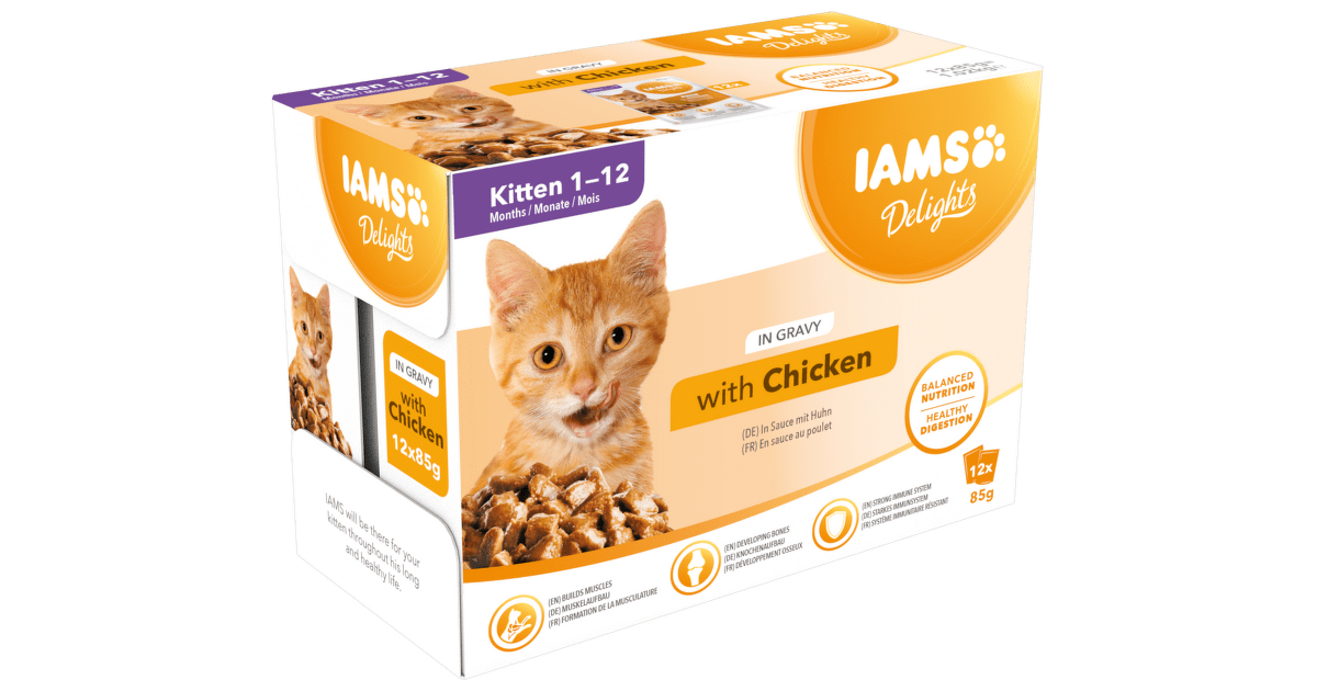 Konzervy a kapsičky pre mačky Kapsička IAMS pro koťata v omáčce | Super zoo
