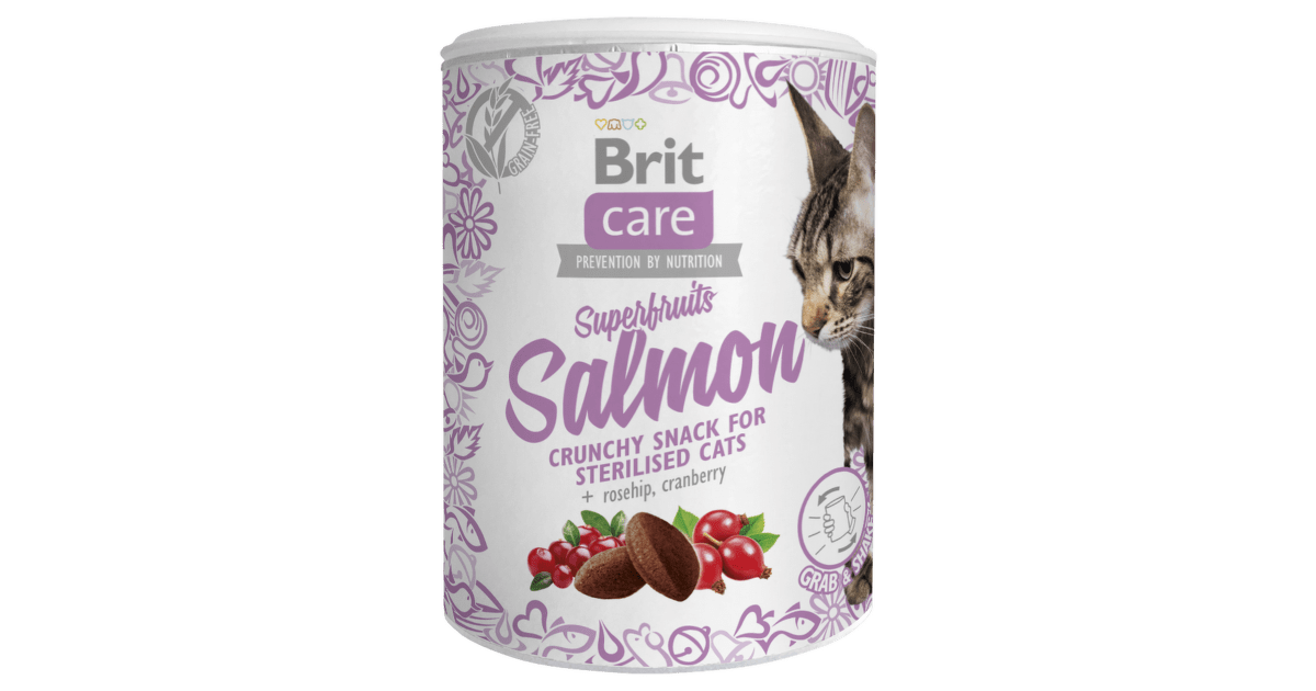 Pochúťky pre mačky Brit Care Cat Snack Superfruits Salmon 100 g | Super zoo