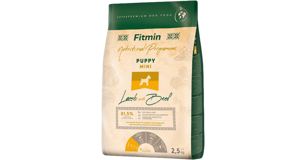 Granule pro psy Krmivo Fitmin Puppy Mini Lamb with Beef 2,5 kg | Super zoo