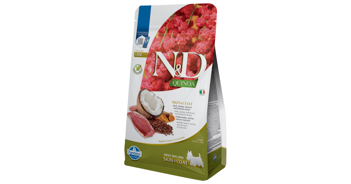 Granule pre psov ND Dog GF Quinoa Adult Mini Skin kačka a kokos 0,8 kg ...