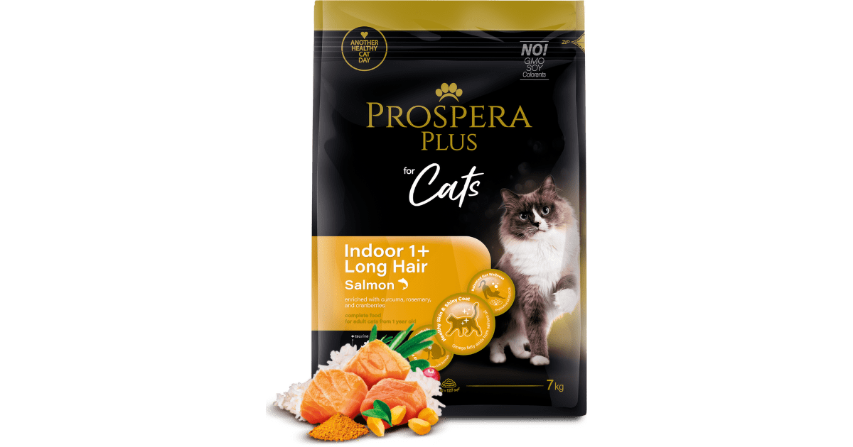 Granule pre mačky Prospera Plus Indoor 1+ Salmon Long Hair 7kg | Super zoo