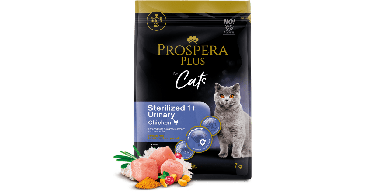 Granule pre mačky Prospera Plus Sterilized 1+ Chicken Urinary 7kg ...